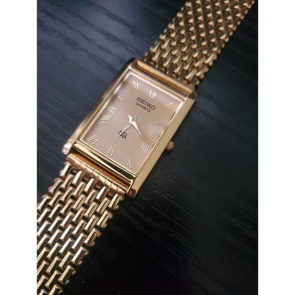 Seiko | Accessories | Rare Seiko Slim Sq Large Tank Stainless Steel Mens Gold Tone Wrist Watch ...